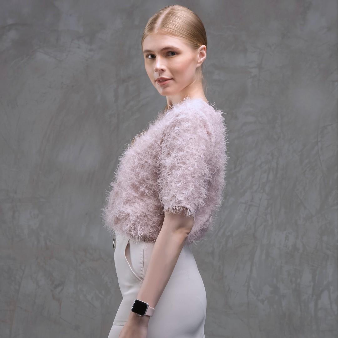 TEXTURED FURRY TOP, Women's Fashion, Tops, Blouses on Carousell