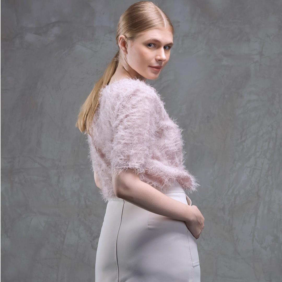 TEXTURED FURRY TOP, Women's Fashion, Tops, Blouses on Carousell