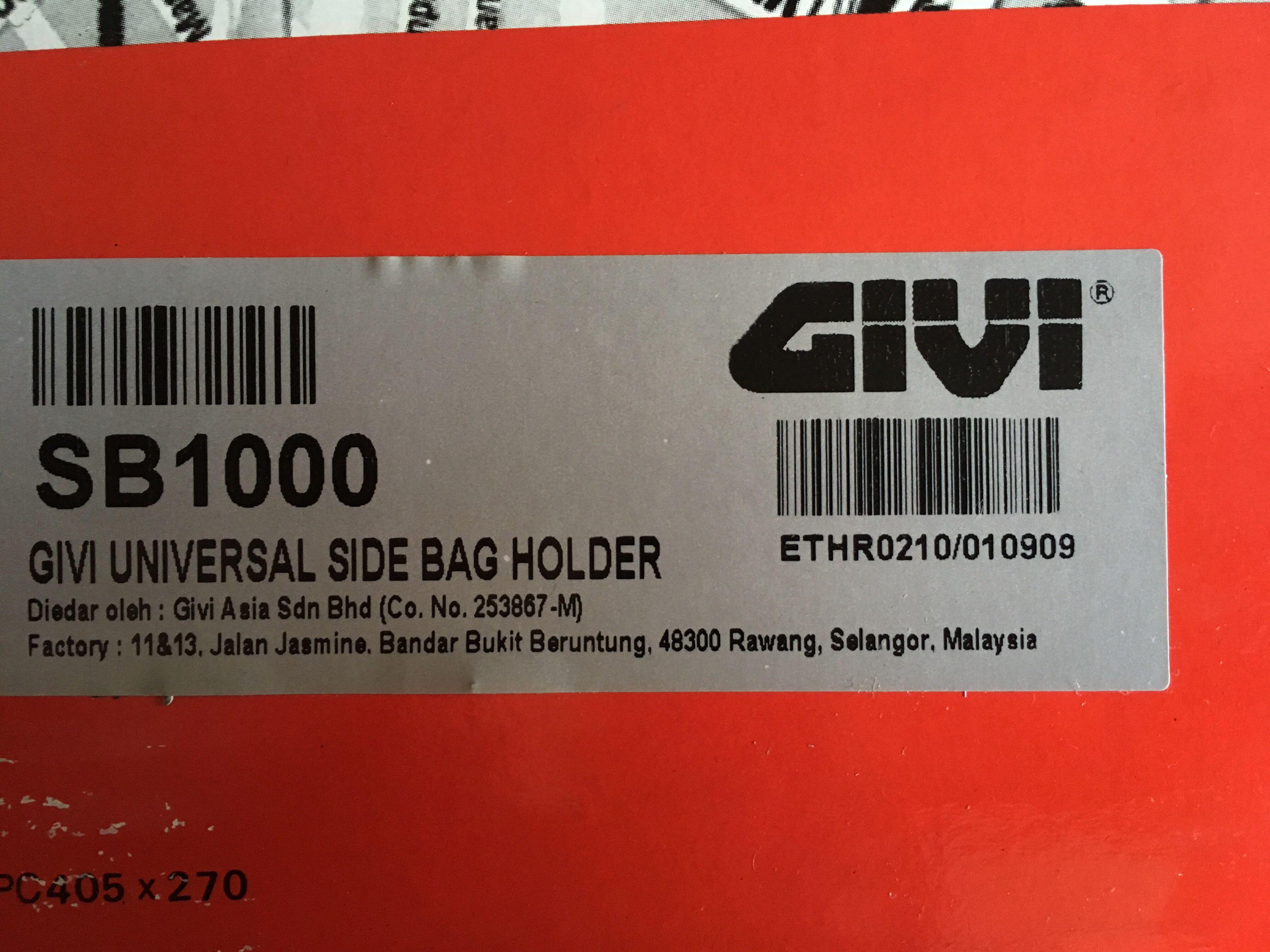 GIVI SB1000 Universal Side Pannier Holder, Motorcycles, Motorcycle ...