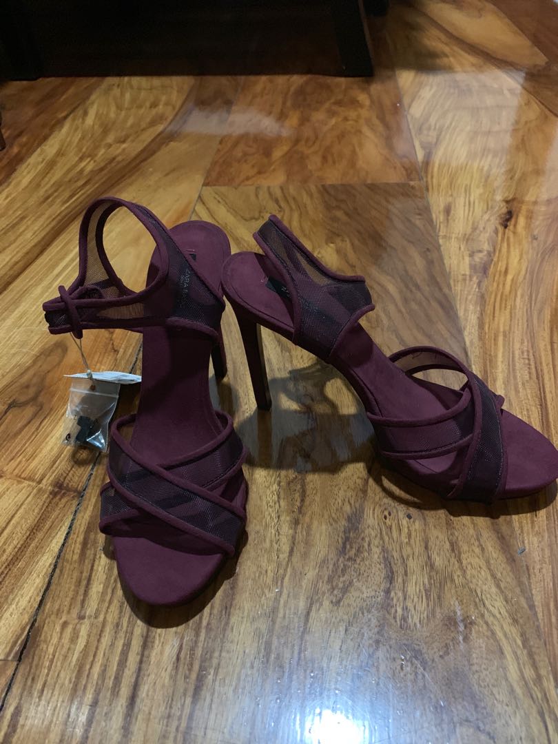 [New] Zara Maroon Heels, Women's Fashion, Footwear, Heels on Carousell