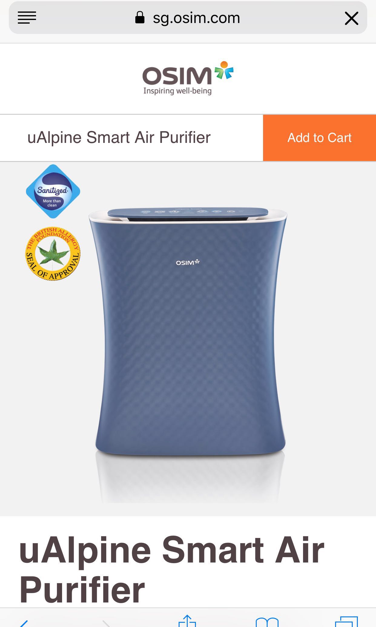 Osim uAlpine Smart OS-660, TV & Home Appliances, Air Purifiers ...