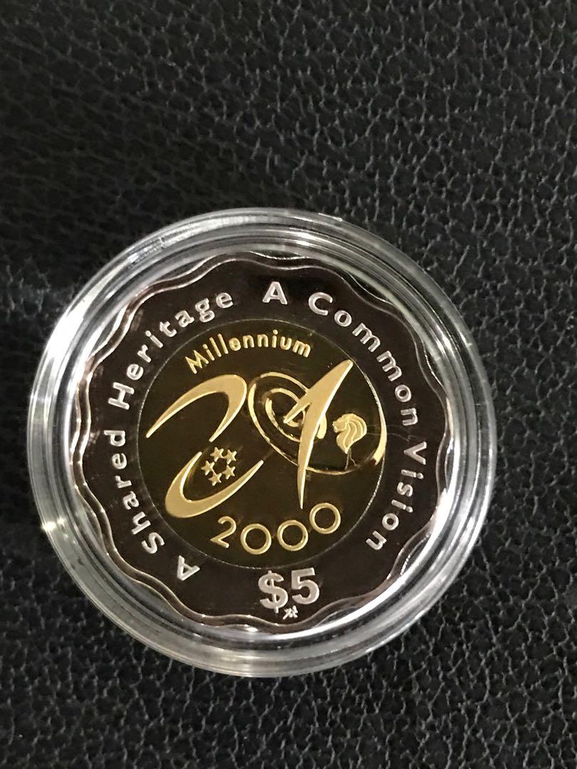 Singapore Millennium 2000 $5 Gold & Silver proof coin, Vintage ...