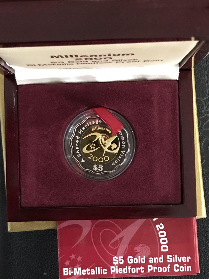 Singapore Millennium 2000 $5 Gold & Silver proof coin, Vintage ...
