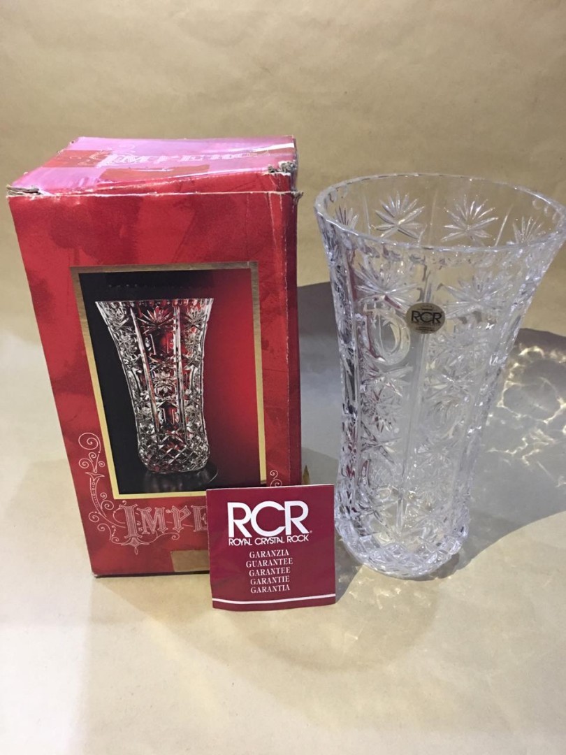 Vas Bunga Sedang Kristal Antik Royal Crystal Rock Italy, Perabotan ...
