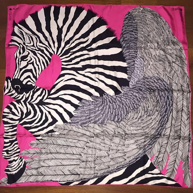 BNIB Hermes Zebra Pegasus Scarf, Luxury, Accessories on Carousell