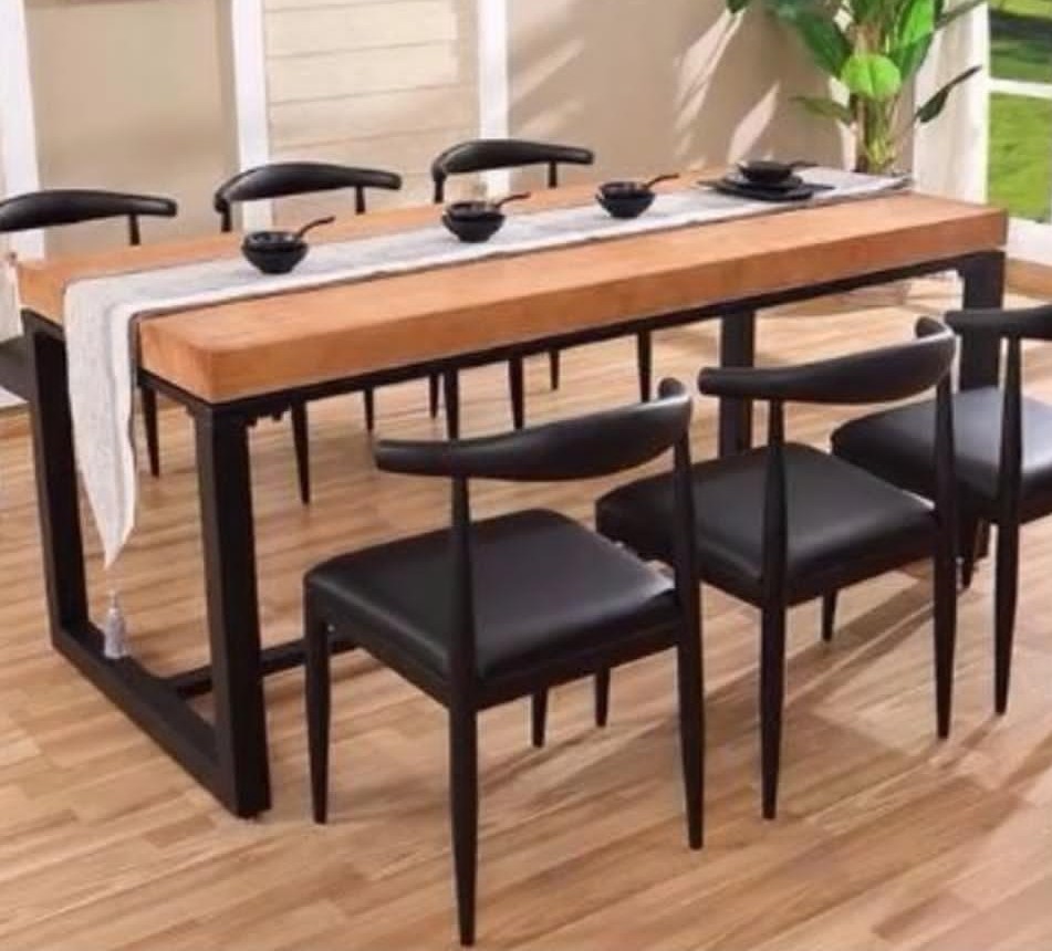 Long Industrial Dining Table, 5cm table top., Furniture & Home Living ...