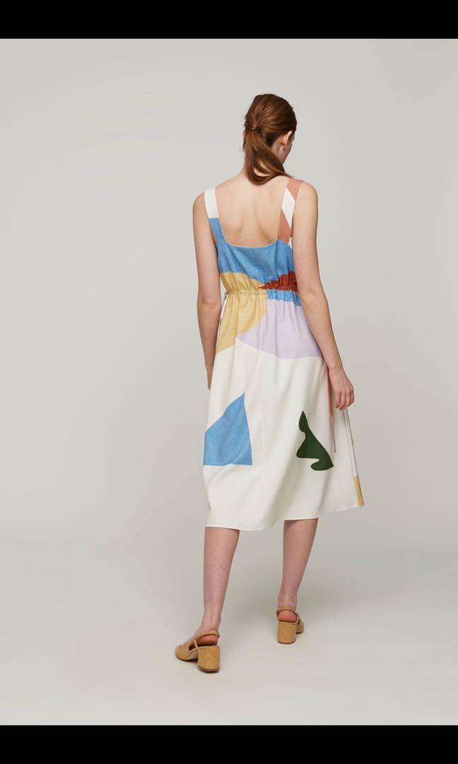 OSN Road Map Square-Neck Midi Dress, Women's Fashion, Tops, Sleeveless ...