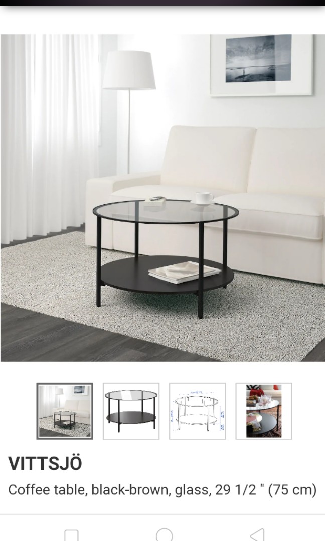 Ikea round table with glass top, Furniture & Home Living, Furniture ...