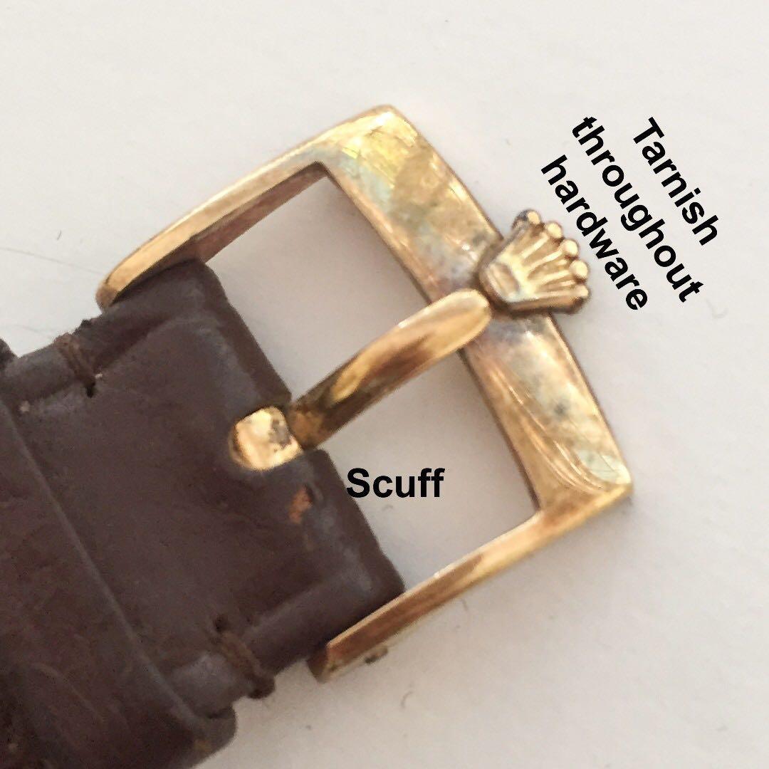 (Pending) Vintage ROLEX Plaque G Swiss Gold Plated Buckle 20mm Brown ...