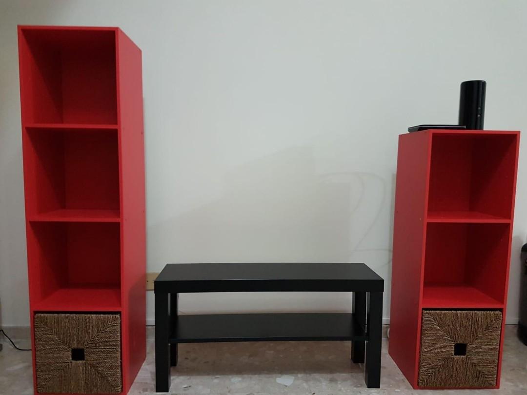 TV unit with two side tower shelves, Furniture & Home Living, Furniture ...