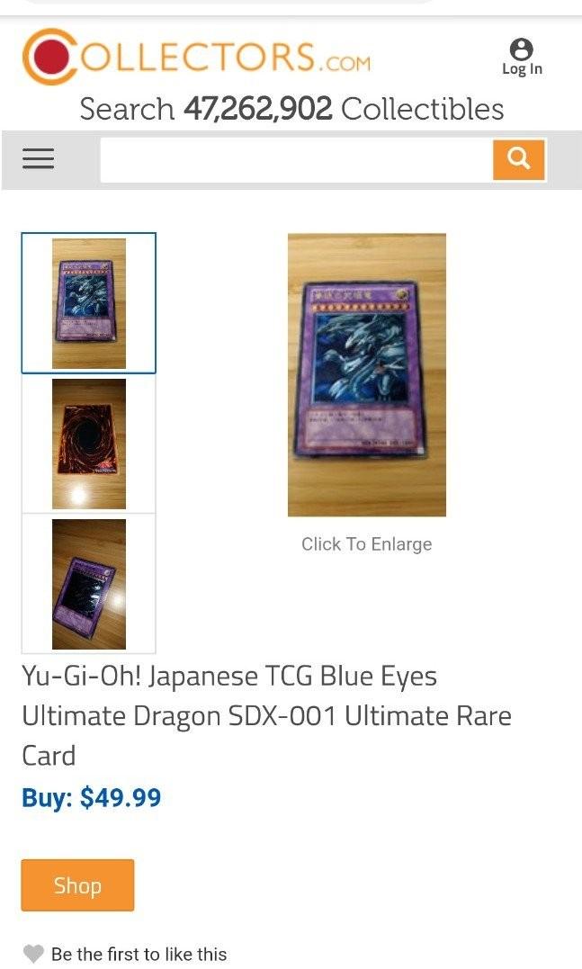 Yu-Gi-Oh SDX-001 Blue Eyes Ultimate Dragon Ultimate Rare, Hobbies & Toys, Toys & Games on Carousell