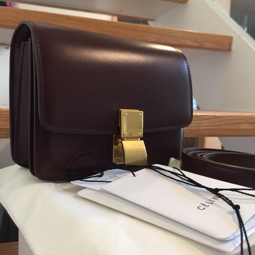 CELINE SMALL BOX BAG IN BORDEAUX, Luxury, Bags & Wallets on Carousell