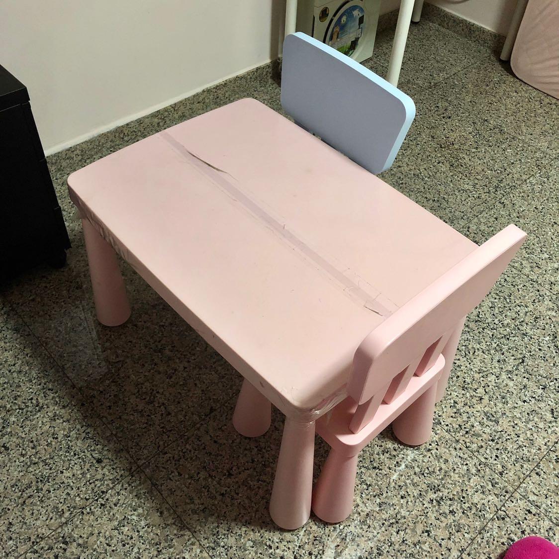 Ikea Children Pink Table with 2 Chairs, Babies & Kids, Baby Nursery ...