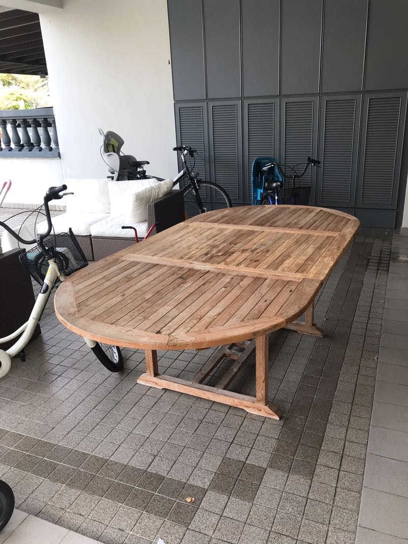 Outdoor teck table, Furniture & Home Living, Furniture, Tables & Sets ...