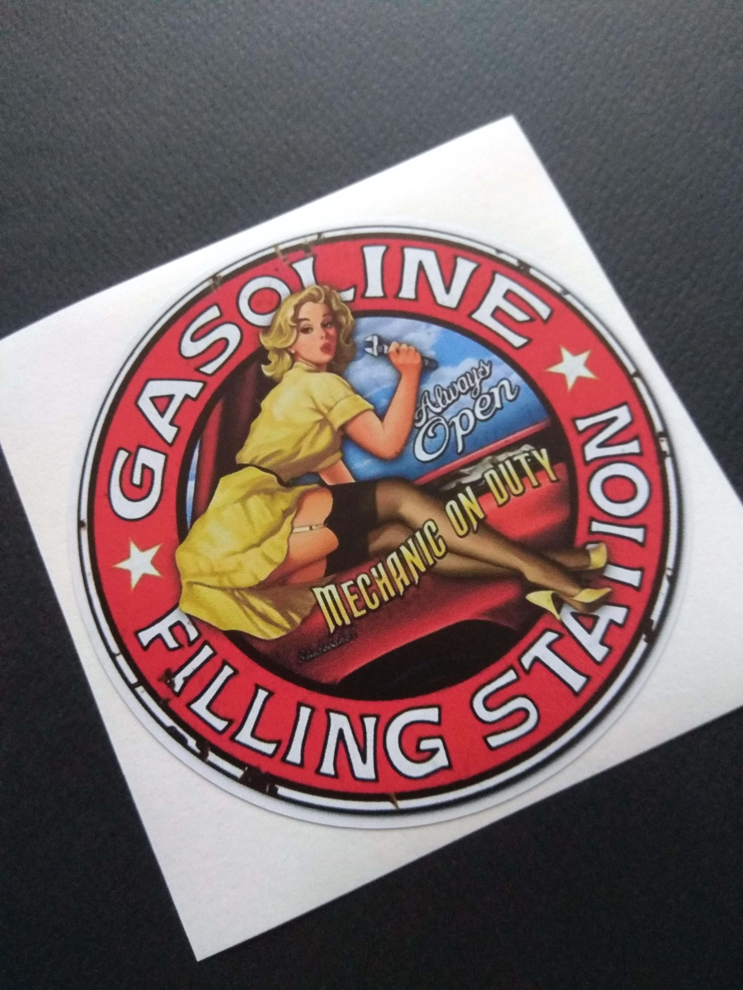 Pin Up Girls Vintage Gasoline Mechanic Sticker, Hobbies & Toys ...