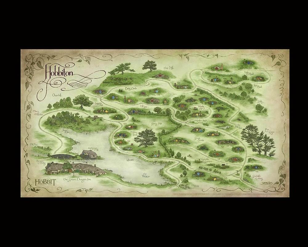 Autographed Map of Hobbiton from Lord of the Rings Workshop, Hobbies ...