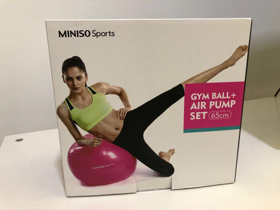 BN Miniso Gym Ball + Air Pump Set - 65 cm, Sports Equipment, Exercise ...
