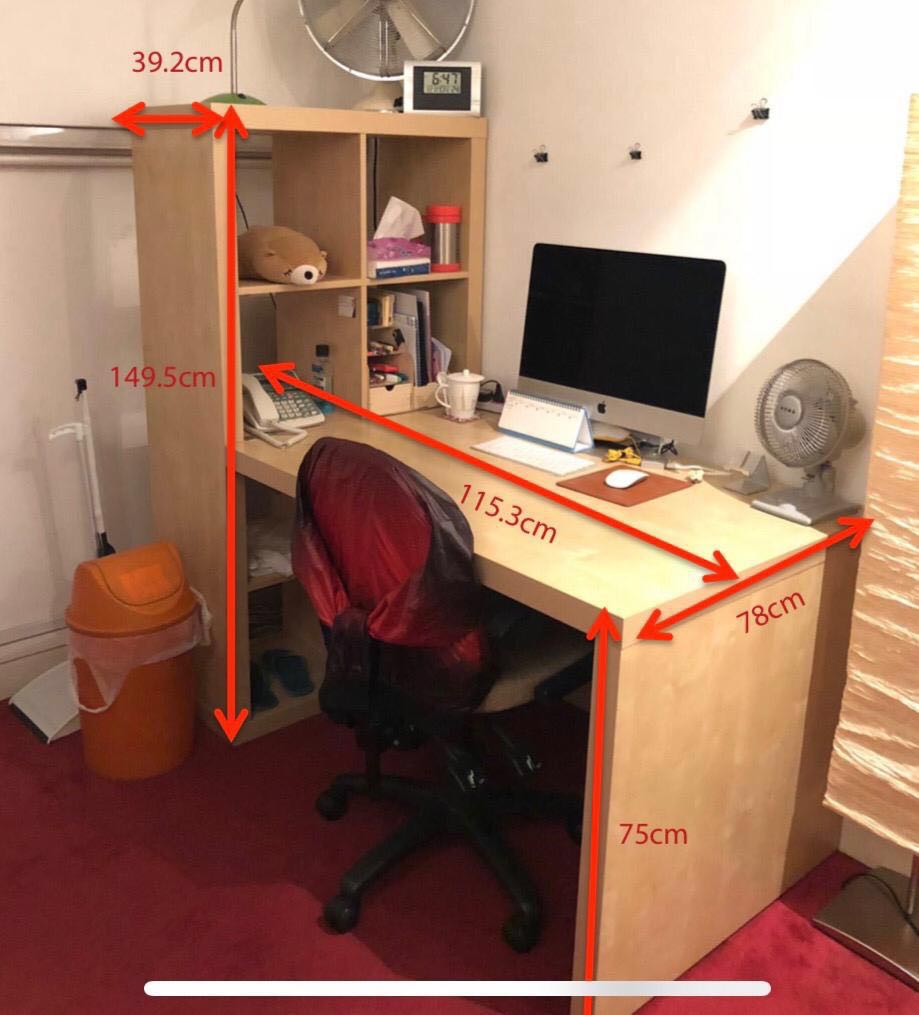 IKEA Kallax Study Table and Shelf Combi, Furniture & Home Living ...