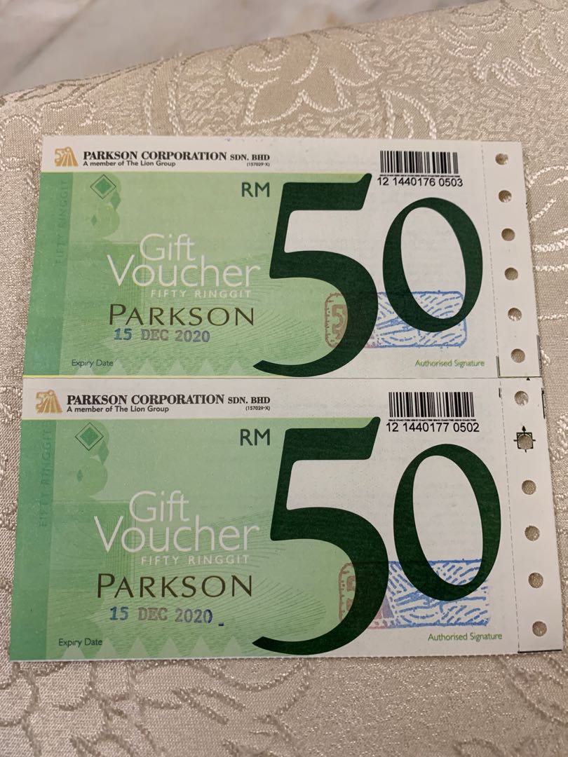 Parkson Voucher RM50 x 2, Tickets & Vouchers, Vouchers on Carousell
