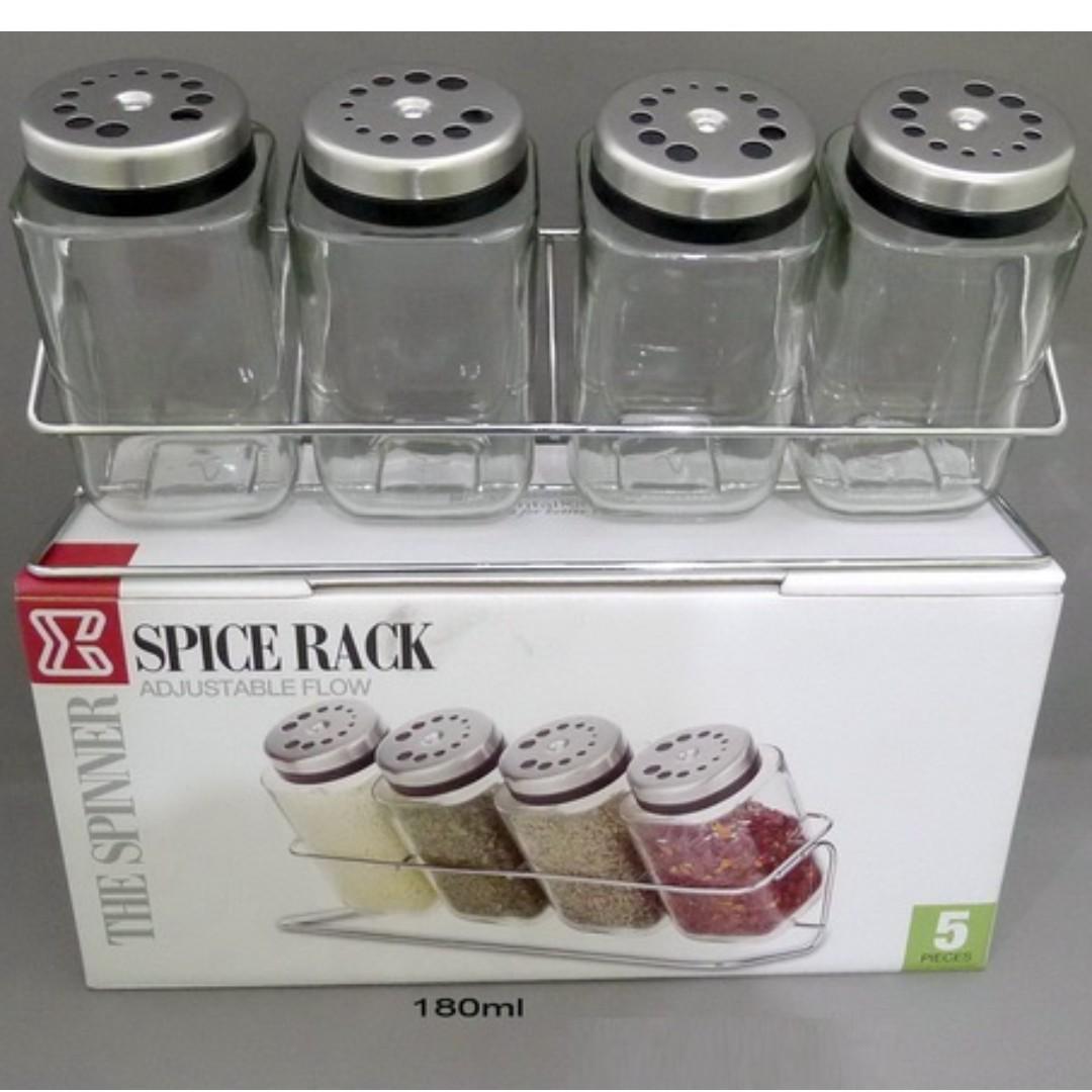 4 PC Spice Dispenser Jar And Rack Set, Furniture & Home Living ...