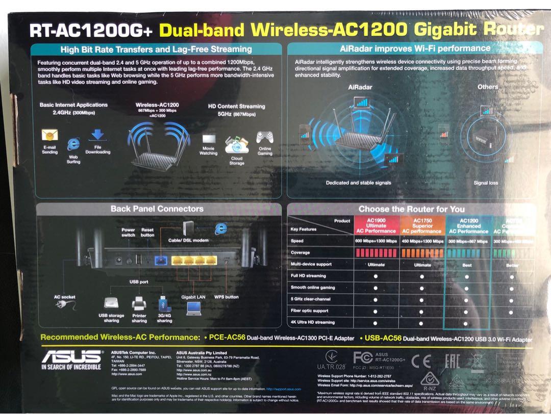Asus Dual Band Router RT-AC1200G+ AC 1200 wireless Gigabit Router ...