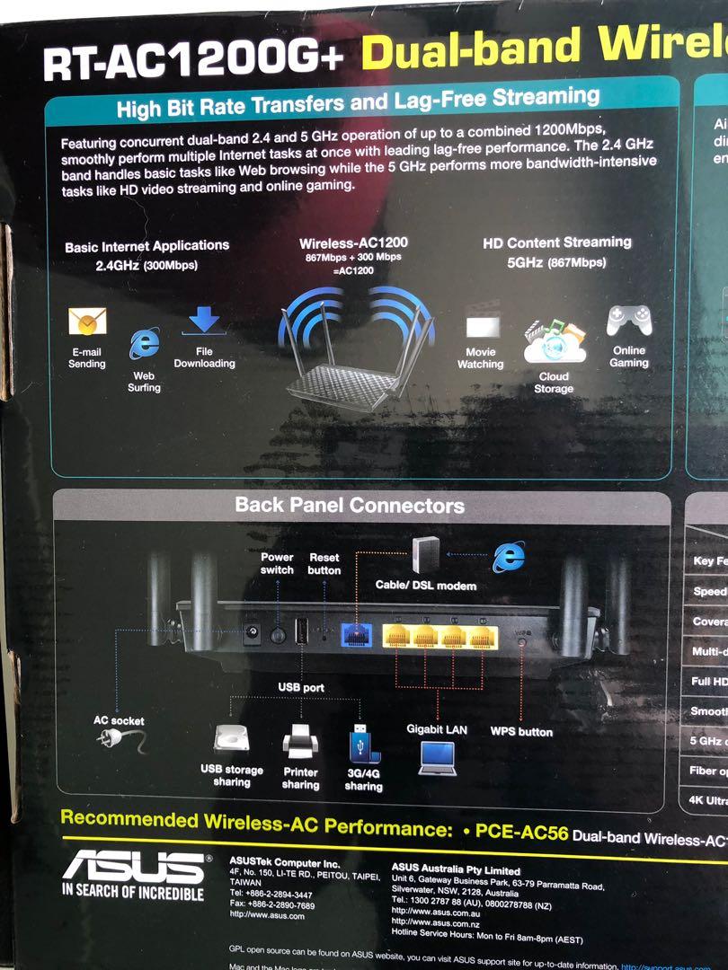 Asus Dual Band Router RT-AC1200G+ AC 1200 wireless Gigabit Router ...