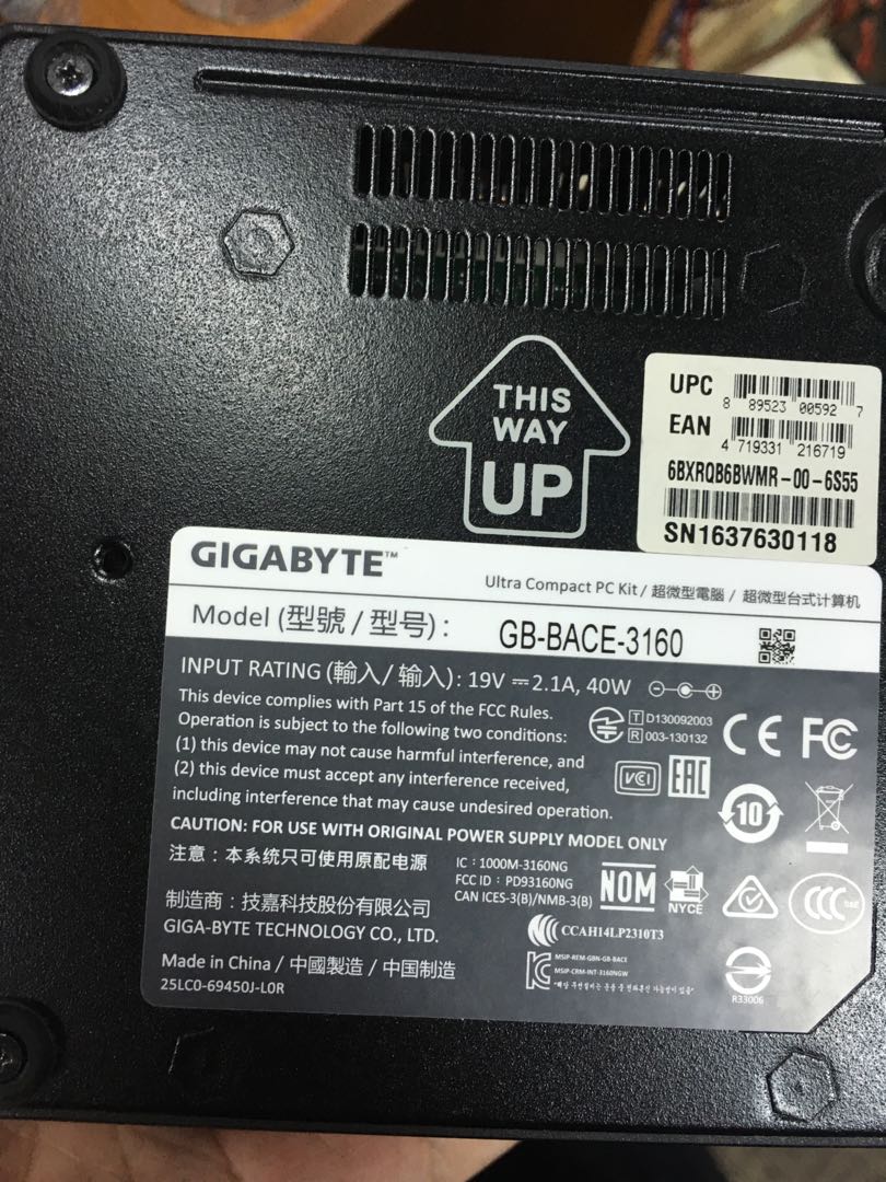 Gigabyte Brix BACE 3160, Computers & Tech, Parts & Accessories ...