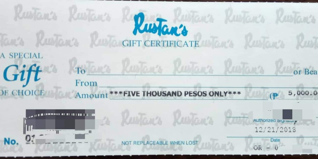 Rustan s Gift Certificate Worth P5000 Tickets Vouchers Store rustan-s-gift-certificate-worth-p5000-tickets-vouchers-store