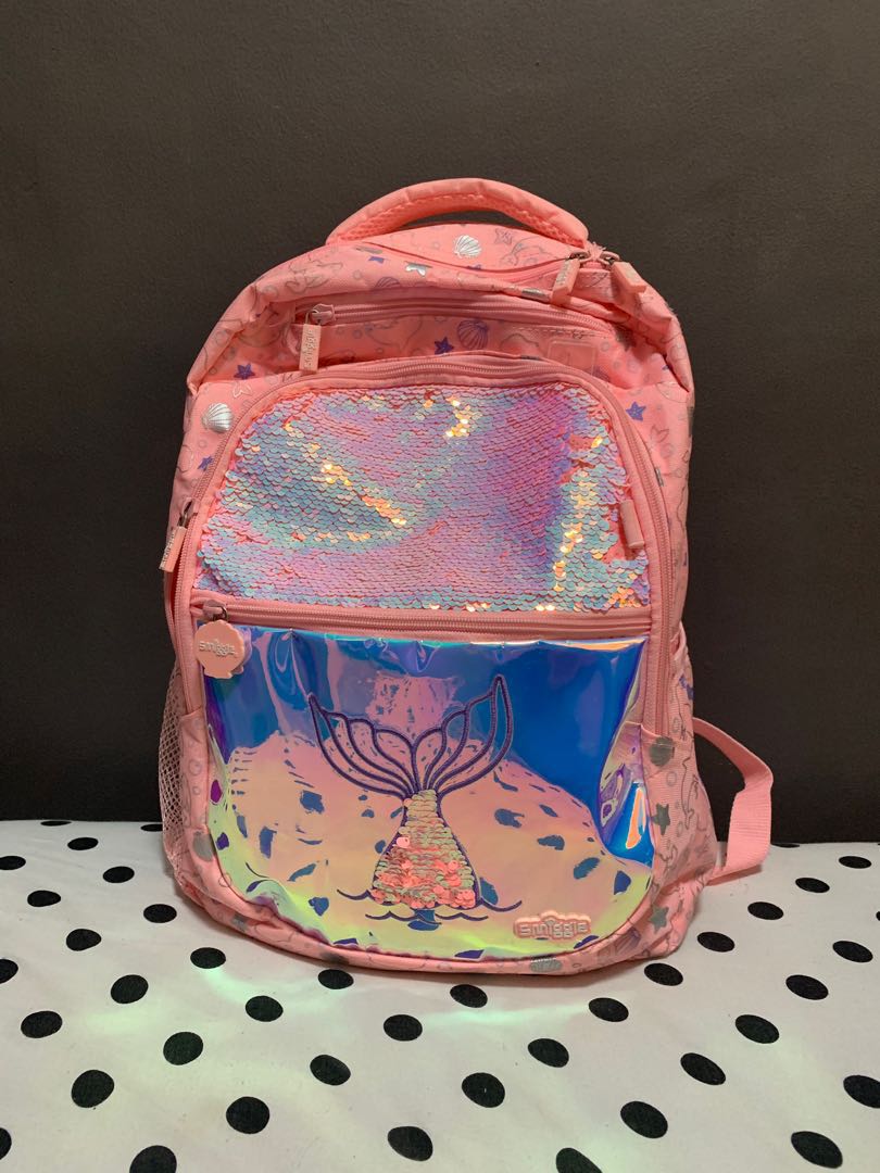 Smiggle Backpack Mermaid Sequence, Babies & Kids, Going Out, Diaper ...