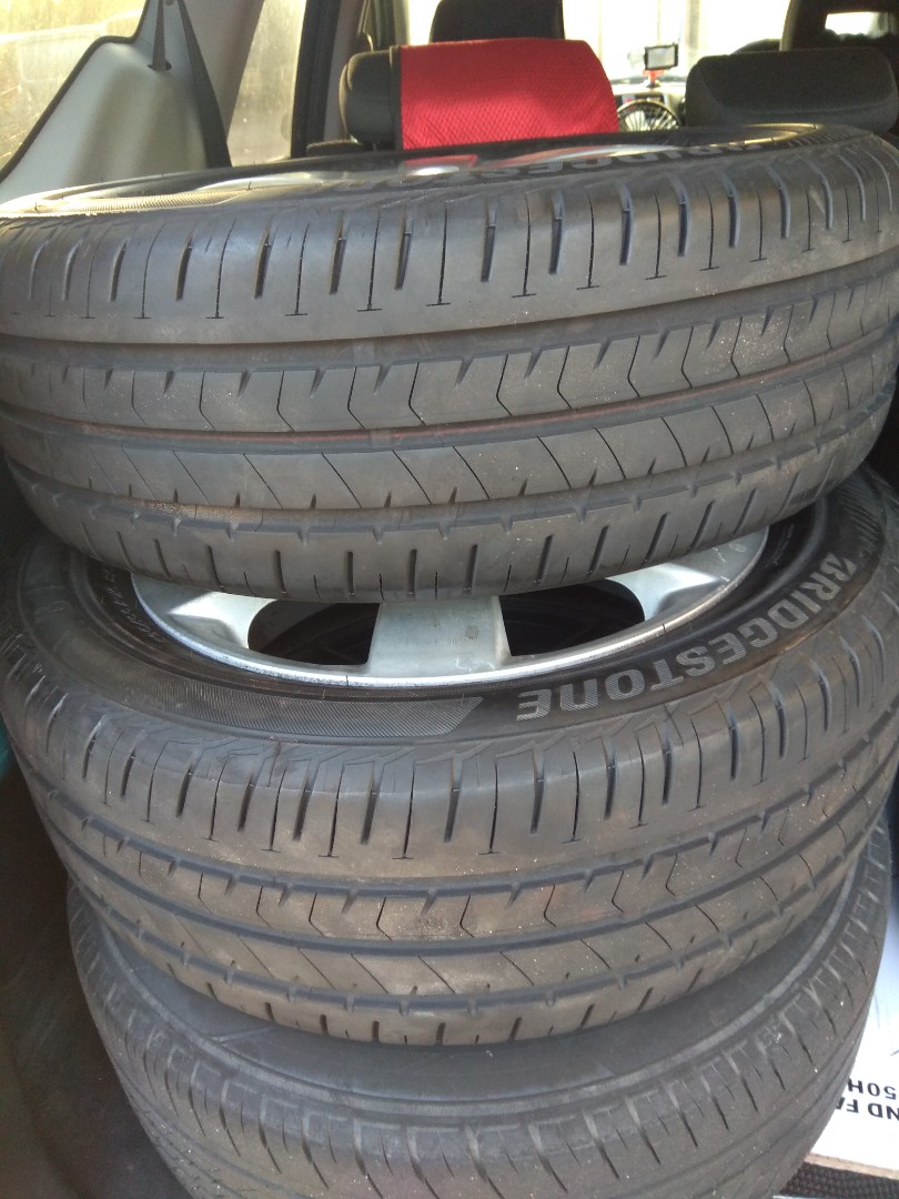 Set of 4: 195 55 r15 tryes w rim wheels 80-90%, Car Accessories, Tyres ...