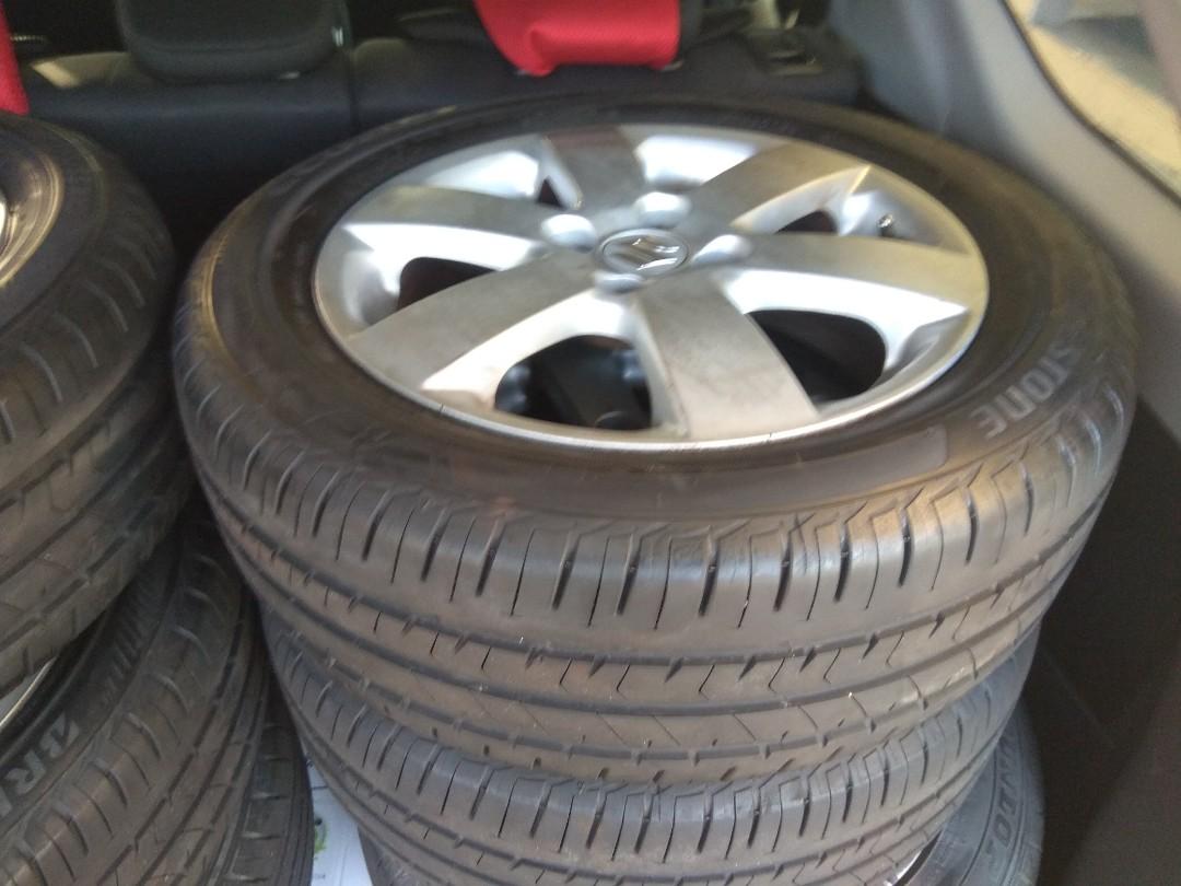 Set of 4: 195 55 r15 tryes w rim wheels 80-90%, Car Accessories, Tyres ...