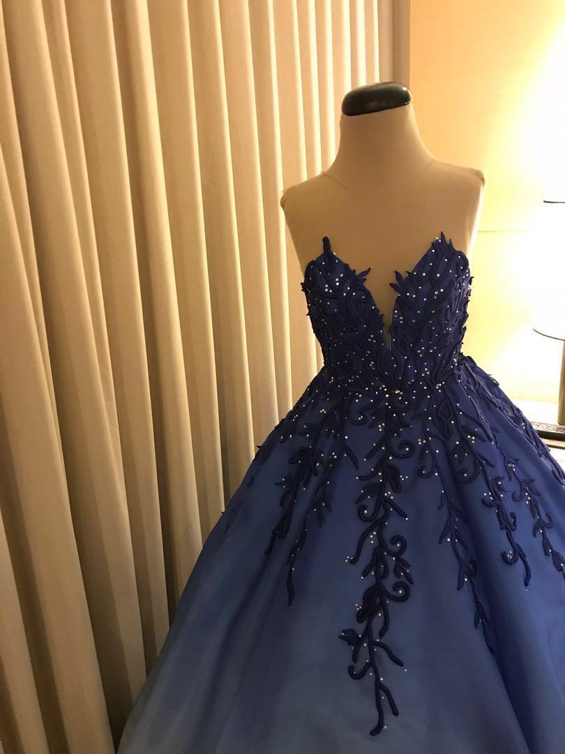 Blue Debut Gown, Women's Fashion, Dresses & Sets, Evening dresses ...