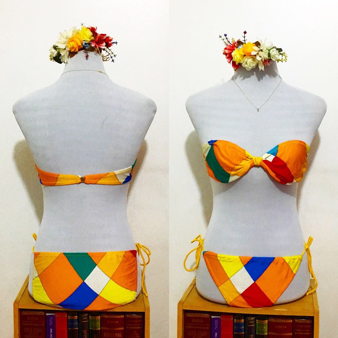 MULTI COLORED RAINBOW SWIMSUIT | SWIMWEAR BIKINI MONOKINI 2 PC TWO ...