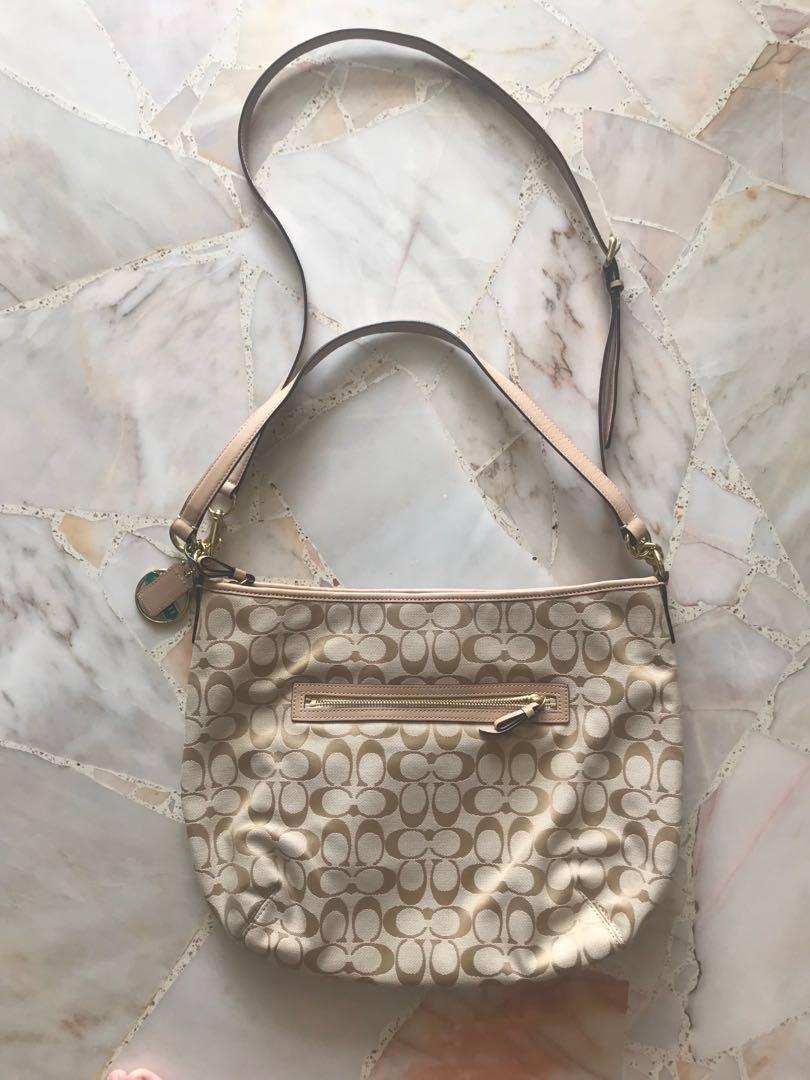 Coach Signature Hobo Convertible Shoulder Crossbody Bag in Khaki ...