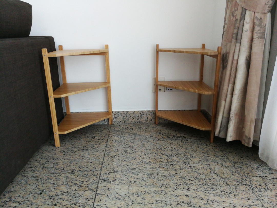 IKEA corner bamboo shelving, Furniture & Home Living, Furniture ...