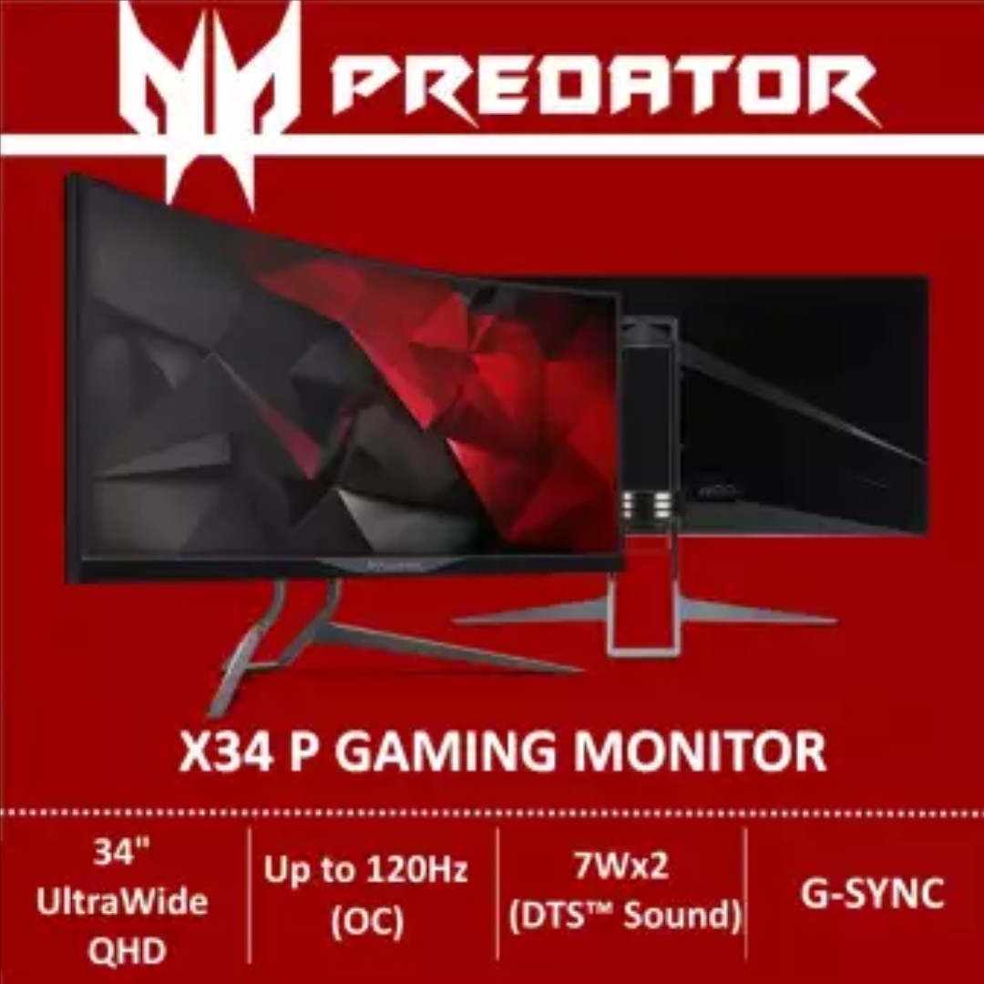 Predator X34P | 34" UltraWide QHD Curved Gaming LED Monitor, Computers ...
