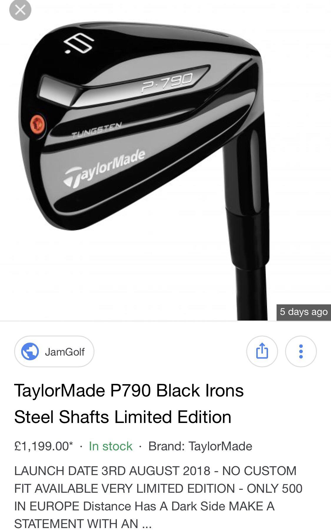 Taylormade P790 Black limited edition 4-PW, Sports Equipment, Sports ...