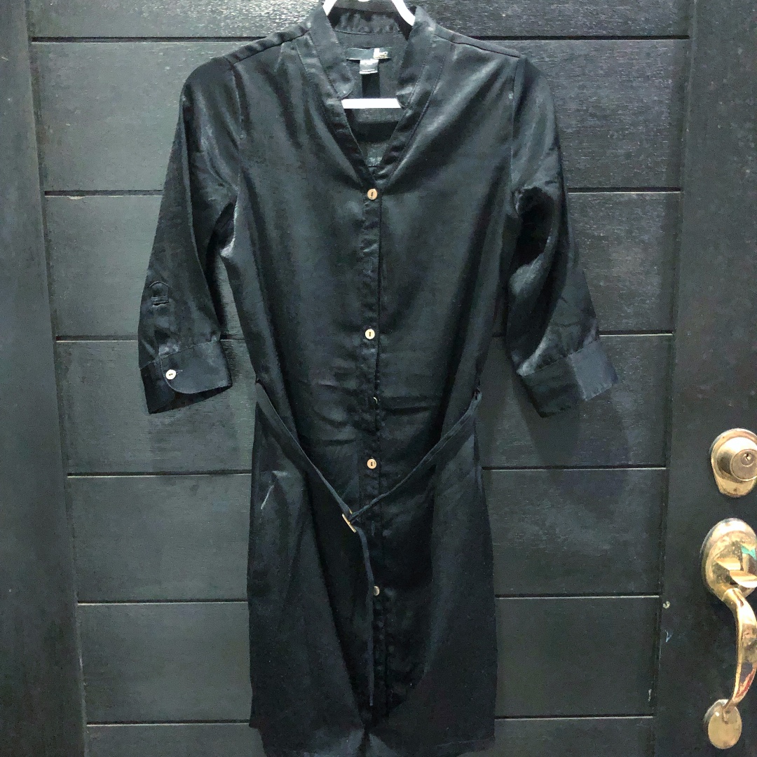 Memo black satin dress, Women's Fashion, Dresses & Sets, Dresses on ...