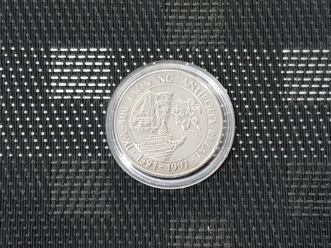 Philippines 1 peso commemorative coin 1991. Ika-400 Taon ng Antipolo Rizal, Hobbies & Toys ...