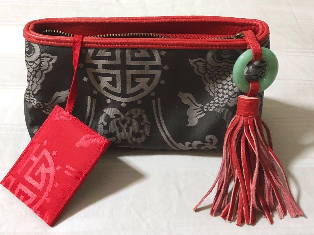 [BRAND NEW] Original Shanghai Tang Pouch Genuine Leather & Genuine Jade ...