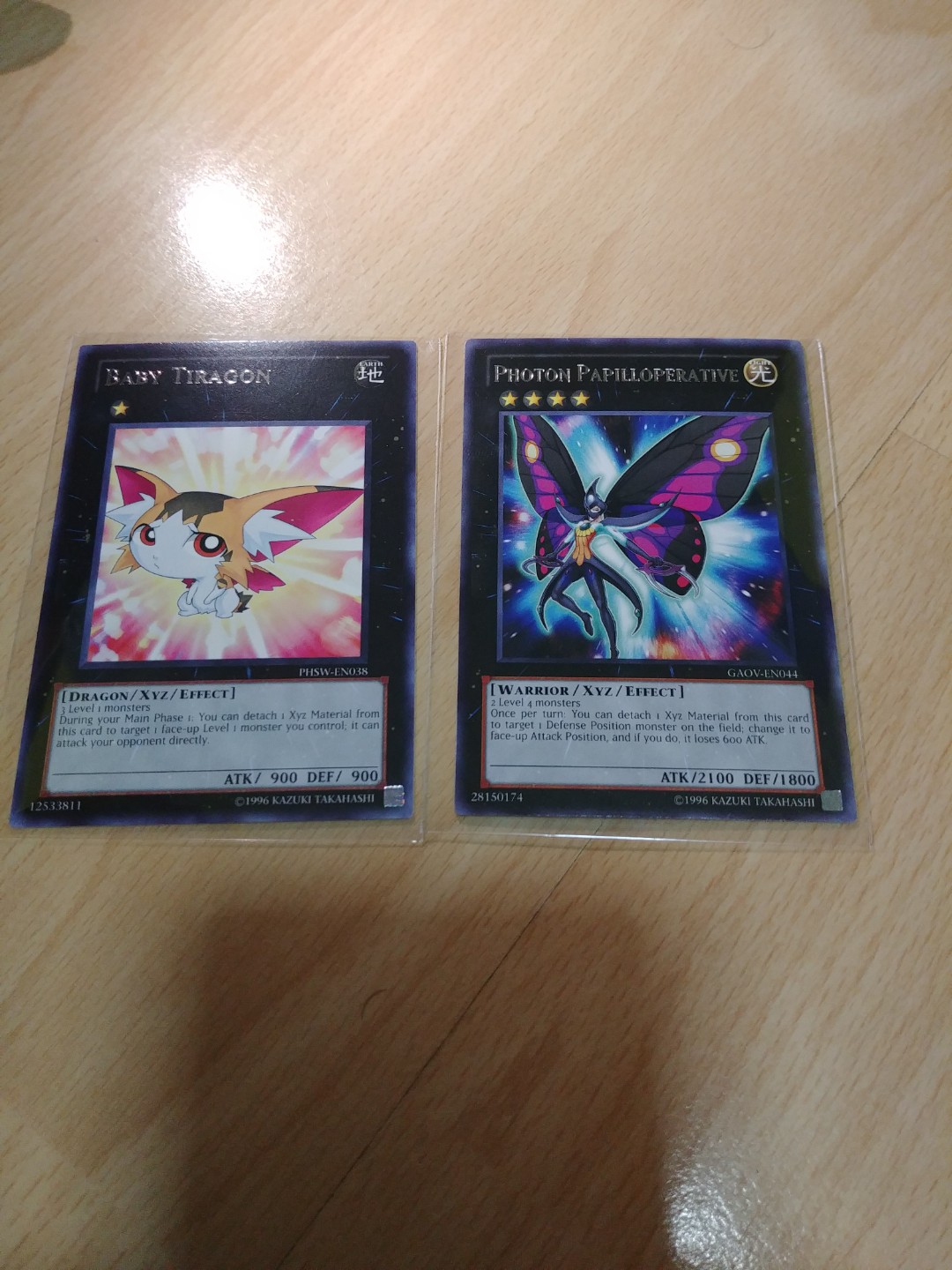 Yu Gi Oh cards Baby Tiragon and Photon Papilloperative, Hobbies & Toys ...