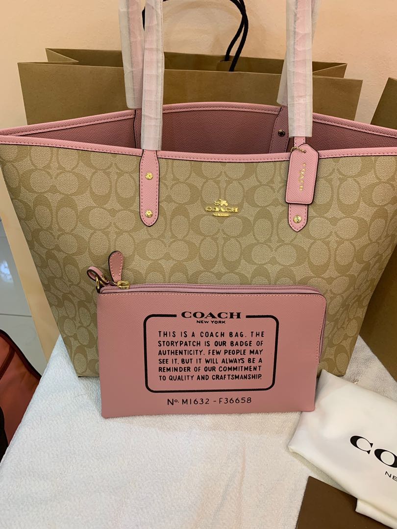 Coach Reversible Tote 36588 in baby pink, Women's Fashion, Bags ...