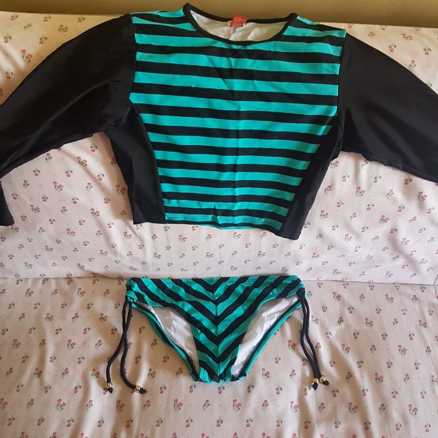 Swimsuit - Cropped Rashguard w/ bikini, Women's Fashion, Swimwear ...