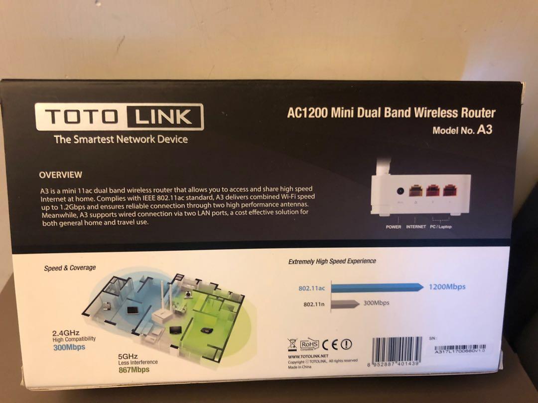 Toto Link AC1200Mini Dual Band Wirless Router, 電腦＆科技, 電腦周邊及配件, Wifi及上網 ...