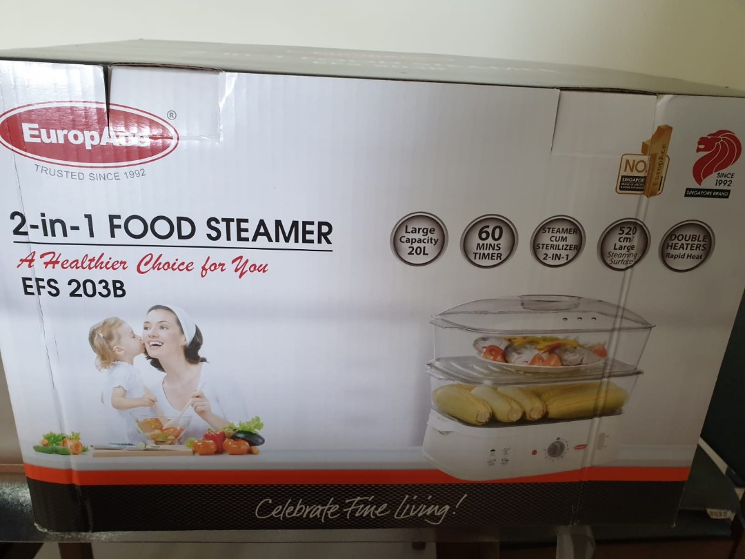 EuropAce 2in1 Food Steamer, TV & Home Appliances, Irons & Steamers on ...