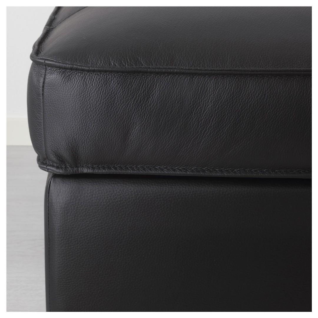 Ikea KIVIK Leather Footstool/leg rest (with storage) 9/10, Furniture ...
