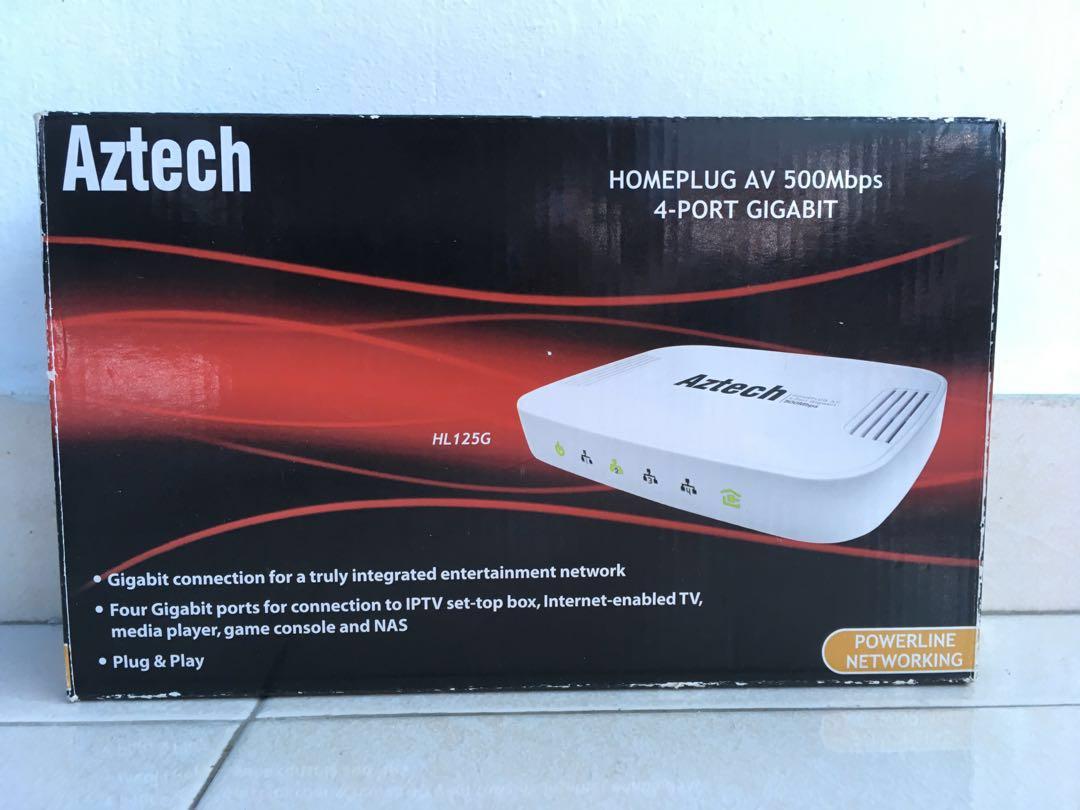 Aztech HL125G 4-port Homeplug, Computers & Tech, Parts & Accessories ...