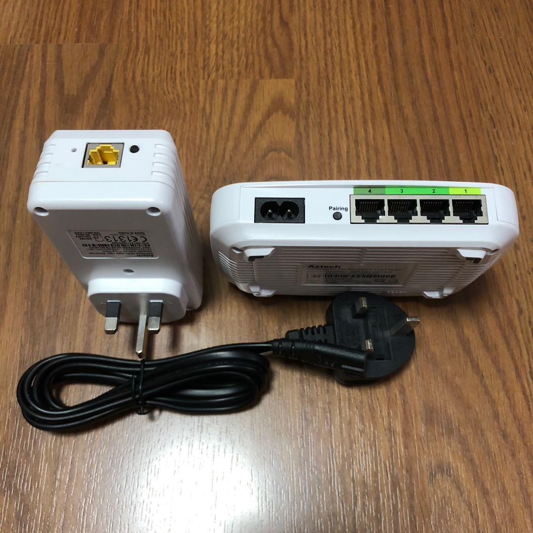Aztech HomePlug Powerline AV 500 4-port Gigabits Switch, Computers ...