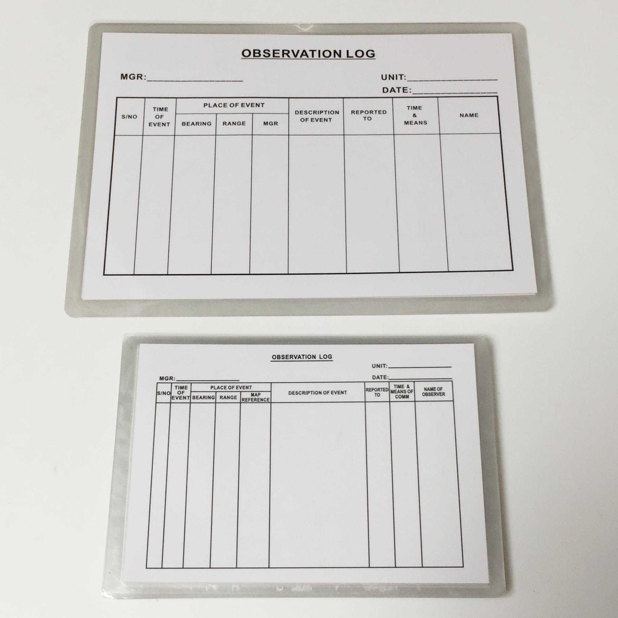 BMT Issued Range Cards, Both Small & Large Size, With Observation Log ...