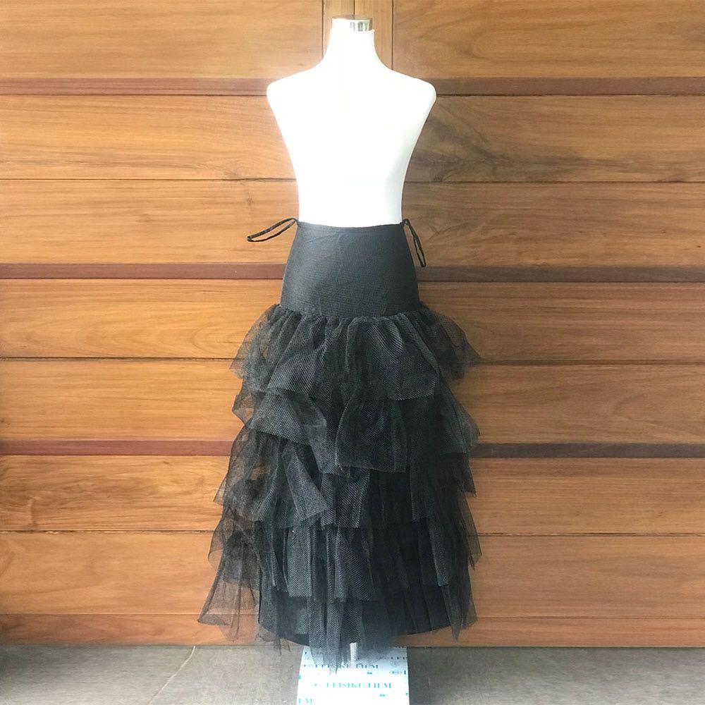 RENEE SALUD Black Lace Off Shoulder Tiered Ball Gown XS, Women's ...